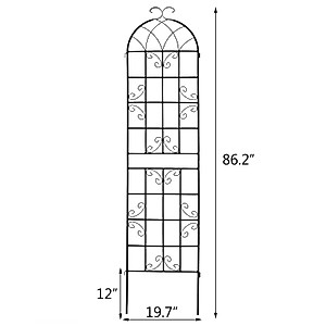 ZBPRESS 4 Pack 86.2x19.7in Metal Garden Trellis for Climbing Plants,Black Metal Garden Trellis for Vines Plant Rose Vegetable Support,Large Decorative Outdoor Trellis