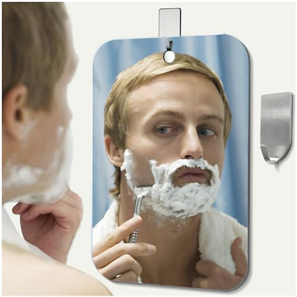 Shatterproof shower mirror fogless for shaving mirror (Larger,11"x8") Small Wall Hanging Camp Vanity Mirror,Unbreakable Plexiglass Makeup travel camping mirrors,men fog free handheld,Outdoor Showers