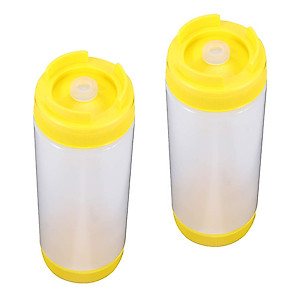 DOITOOL 2Pcs Squeeze Sauce Plastic Bottle 20oz Catchup Storage Bottle Ketchup Mustard Mayonnaise Squeeze Bottle Container Tomato Catchup Dispenser Yellow