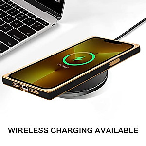 BENTOBEN Square iPhone 13 Pro Max Case, Cute Heart Luxury Plated Full Camera Lens Protection, Reinforced Corner TPU Cushion Shockproof Edge Bumper Women Men Phone Cover for 13 Pro Max 6.7", Black/Gold