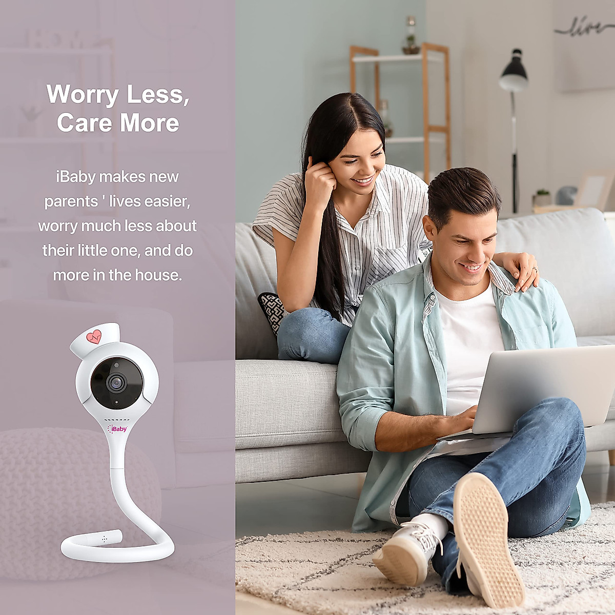 iBaby Smart Baby Breathing Monitor - with Camera and Audio, Tracking Baby's Breathing, Sleeping, Movement. i2 Wi-Fi Video Baby Monitor, Contactless, Work with Smartphone.