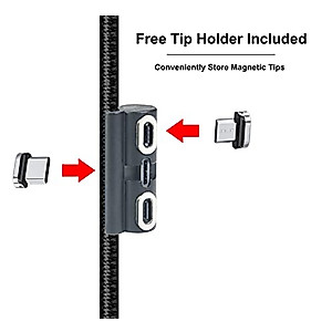 CinchForce Flat Magnetic 3-in-1 Data/Charging Cable with Flat Magnetic Adapters and Tip Storage Holder, Compatible with Type-C, iProduct, Micro-USB, Updated for 2021-3 Pack (6.6ft/3.3ft/1.6ft)