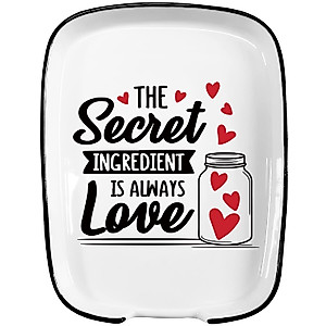 Hvukeke Ceramic Spoon Rest for Kitchen Stove Top Counter, Funny The Secret Ingredient Is Always Love White Spoon Holders for Chef, Mom, Grandma Cute Kitchen Gift