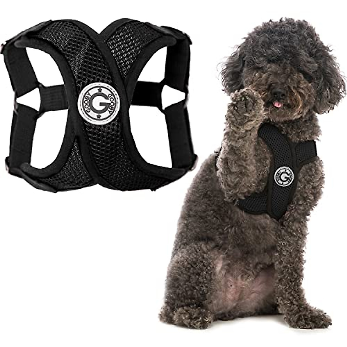 Gooby Comfort X Step in Harness - Black, X-Large - No Pull Small Dog Harness Patented Choke-Free X Frame - Perfect on The Go Dog Harness for Medium Dogs No Pull or Small Dogs