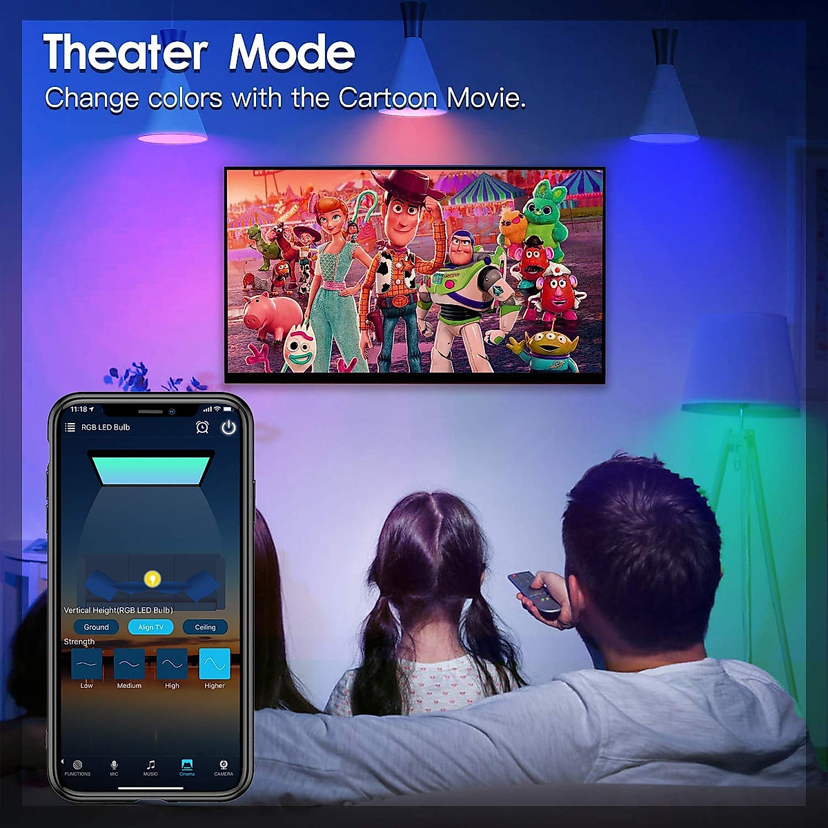 HaoDeng Smart Bulbs, Smart home lighting, WiFi Light Bulbs, Color Changing Light Bulb, Smart Light Bulb Works with Alexa, Google Home, A19 Alexa Light Bulb No Hub Required, 60W Equivalent 500LM, 3Pack