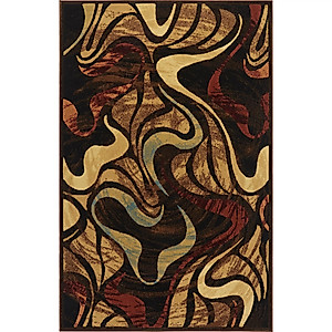 Home Dynamix Catalina Picasso Contemporary Artistic Swirl Area Rug, Black/Brown, 5'3"x7'2"