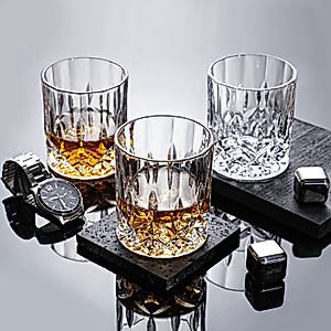HOHY Whiskey Glasses Set of 4, Old Fashioned Glasses, Bourbon Glasses, 11 oz Thick Bottom Old Fashioned Whiskey Glasses for Men, Premium Whiskey Gifts for Bourbon, Scotch, Cocktail.