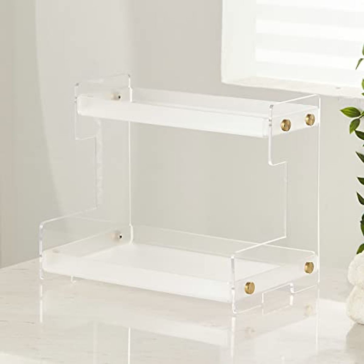 MUYEDRAIN Bathroom Organizer Countertop,2 Tier Bathroom Counter Organizer Kitchen Spice Rack Cosmetic Organizer,Countertop Storage Shelf for Bathroom, Kitchen, Living Room, Bedroom, Dressing Table