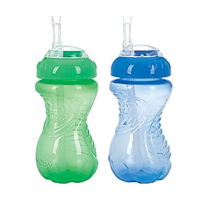 Nuby 2PK No-Spill Cup with Flexi Straw, 10oz, Colors May Vary