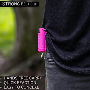 Police Magnum Keychain Pepper Spray Self Defense Belt Clip Holder- Tactical Maximum Strength OC with Dye- Made in The USA - 1 Pack Hot Pink INJ