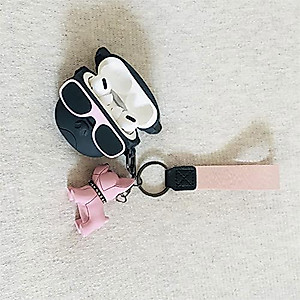 Cool Silicone Hiphop Bulldog Headphone Case Compatible with Airpods Pro Headphones Funny Cover with Bull Dog Keychain for Boys Girls Teenager Best Gift