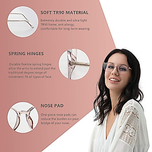 FONHCOO Blue Light Blocking Glasses Women Men TR90 Round Computer Eyeglasses (Coffee)