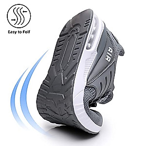 BOGOVER Men's Walking Shoes Non Slip Running Tennis Shoes Breathable Lightweight Air Cushion Sneakers for Tennis Gym Jogging(Dark Grey,8)