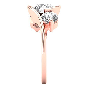 3.5 Ct Brilliant Round Cut Clear Simulated Diamond 14K Rose Gold Three Stone Statement Ring Size 10.75