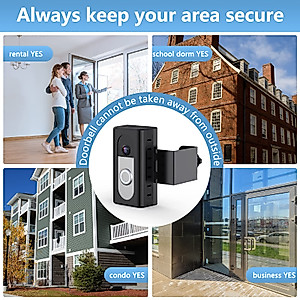 ODSD Video Doorbell Mount Anti-Theft, Adjustable Angle Mounting Cover Accessories for Camera Doorbell 1/2/3/3 Plus/4, No-Drill for Department Home Office Door Raven Black
