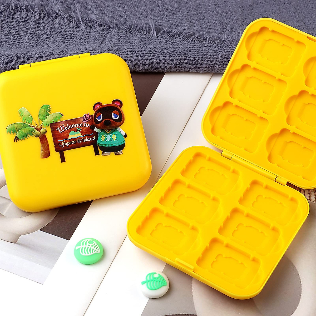 UFOPETIE Card Case for Nintendo Switch Game Card,Compatible with Nintendo Switch Case Animal Crossing Theme,Game Case for Animal Crossing Card,for Switch Accessories-Thumb Grip 2PCS UFOPETIE Island
