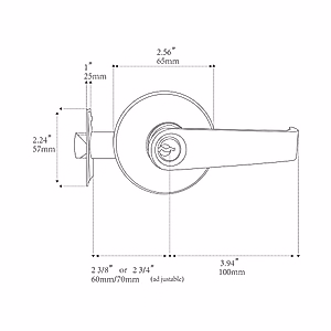 1 Pack of MANREN Lever Keyed Entry Door Lever Handle Lock, Universal Door Knob Hardware,Nickel Brushed Color (MR802ET)