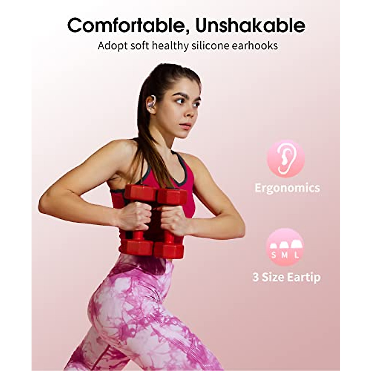 CASCHO Wireless Earbuds Bluetooth Headphones 60Hrs Playtime HD Stereo Audio Digital LED Display Over-Ear Earphones with Earhook Waterproof Headset with Mic for Sport Running Workout