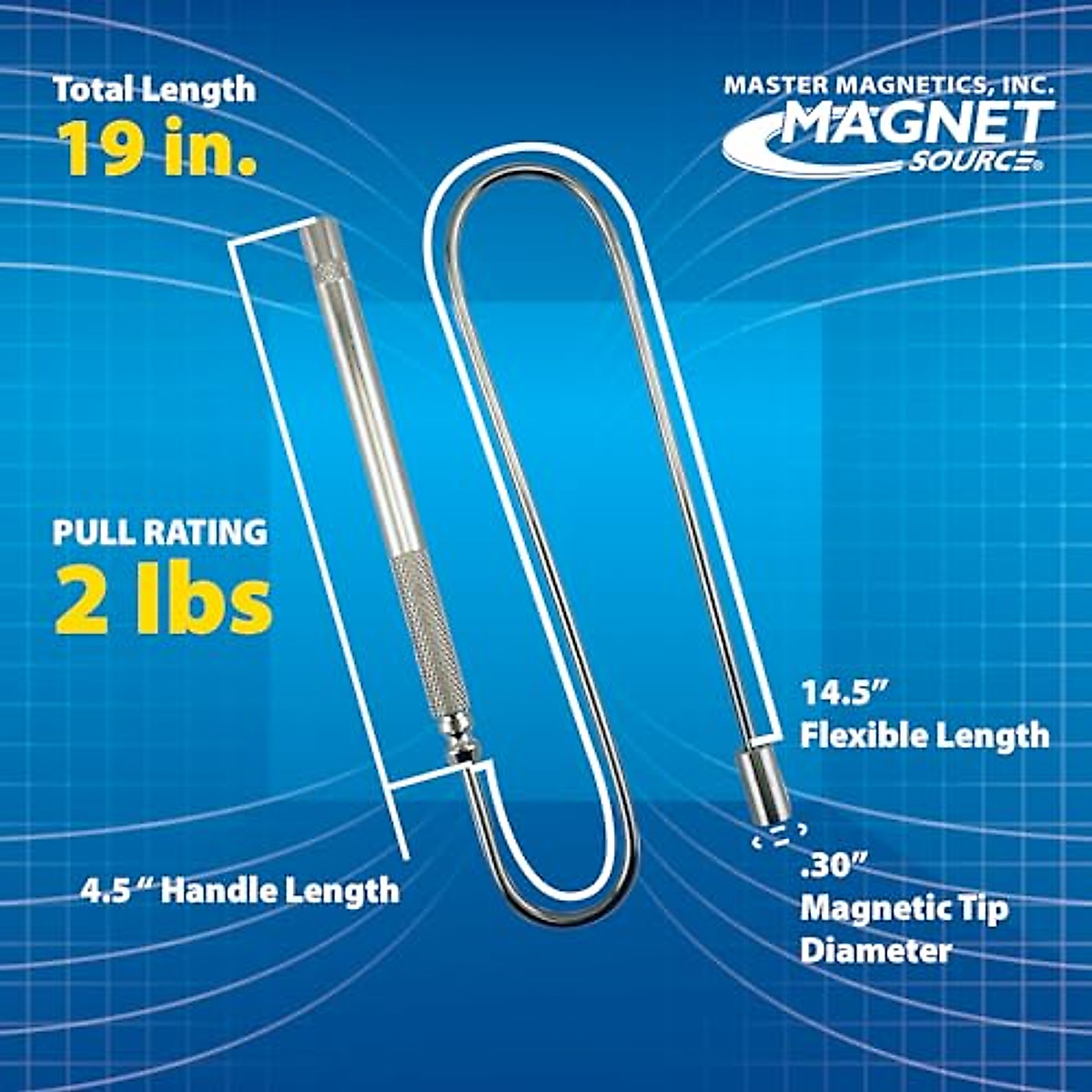 Master Magnetics Bendable Magnetic Pick-Up Tool and Retrieving Magnet, 19” Length, 2 lb. Hold 07229