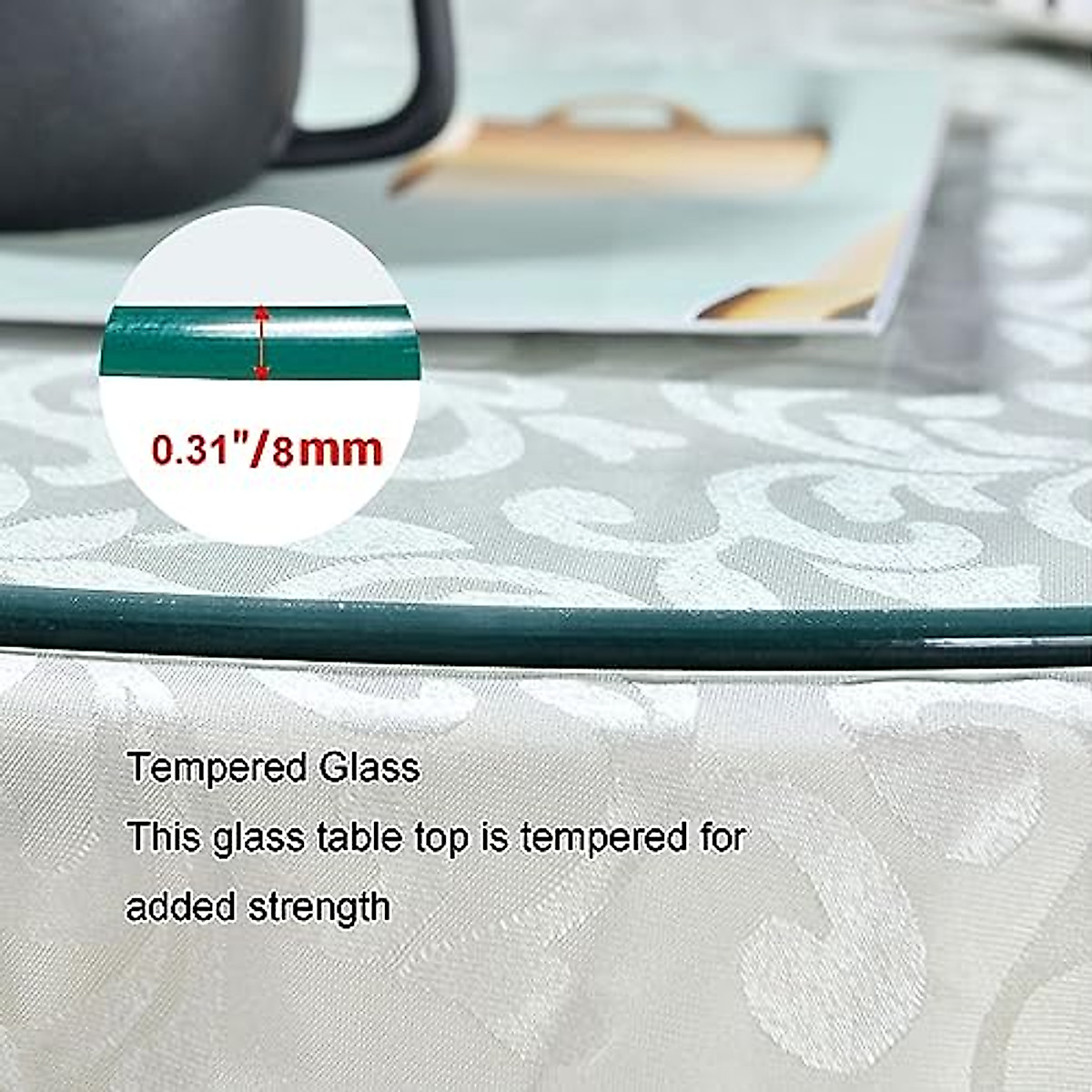 SAGIDAR Round Glass Table Top Marble Round Tempered Glass Dining Coffee Dinner, Round Table Glass 14IN 15IN 16IN, Round Kitchen Dining Table Top Furniture Home Furniture