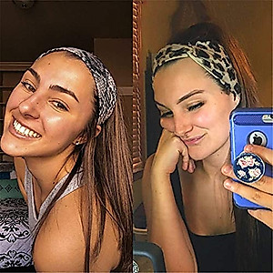 Artilady 6 Pack Wide Boho Headbands for Women - Soft Yoga Elastic Hair Bands for Girls Workout Running Sport Headwrap Non-slip Breathable (Printed)