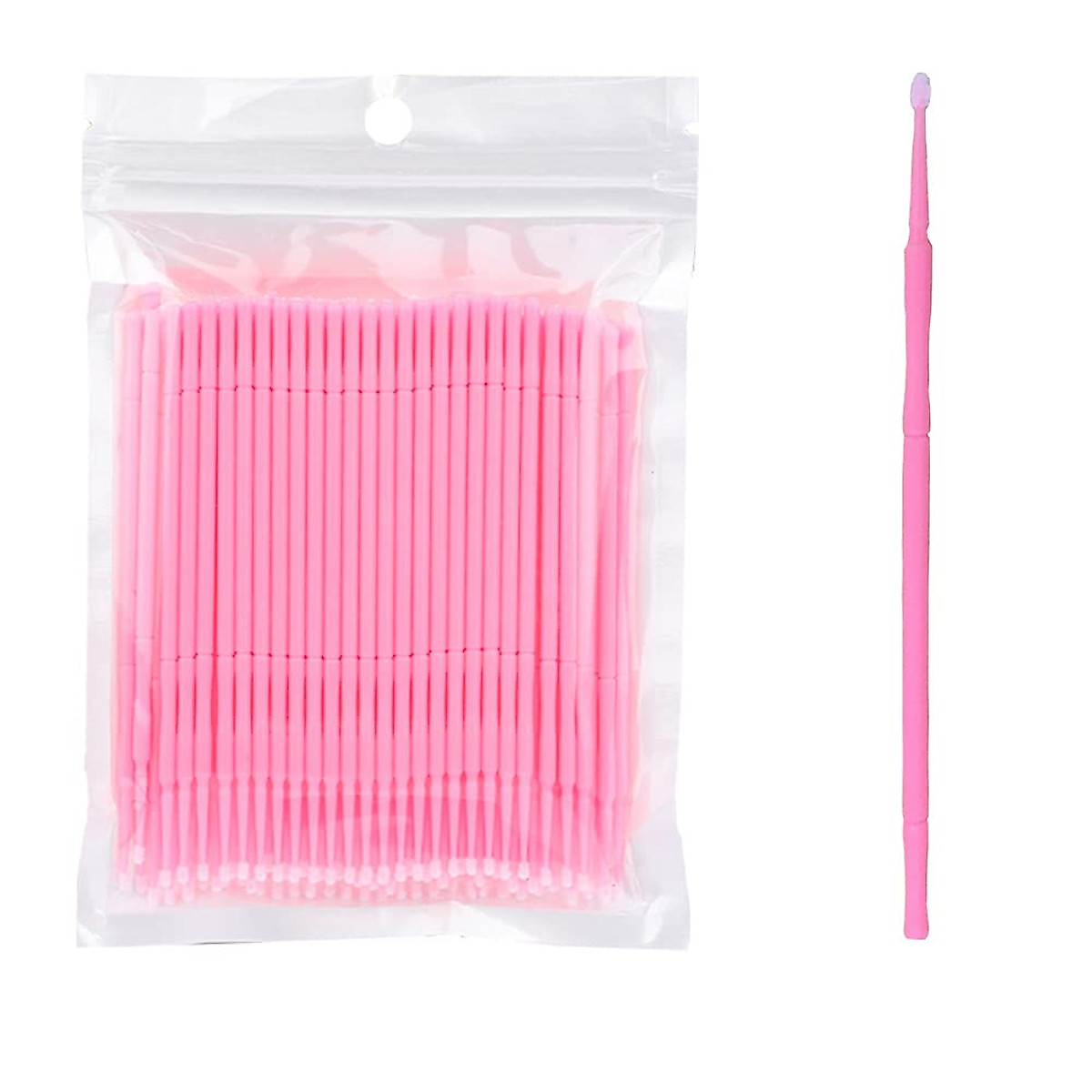BlingKingdom 100pcs Micro Applicators Brushes Disposable Eyelash Extension Make Up Mascara Brushes for Eyelash Extension - Pink