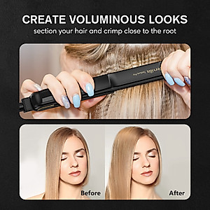 Terviiix Hair Crimper, Crimper Hair Iron for Root, Professional 24K Titanium Crimping Iron for Texture, Volumizing Hair Iron for Thin Fine Hair, Ergonomic Handle Design, Dual Voltage, Auto Off, 1 Inch