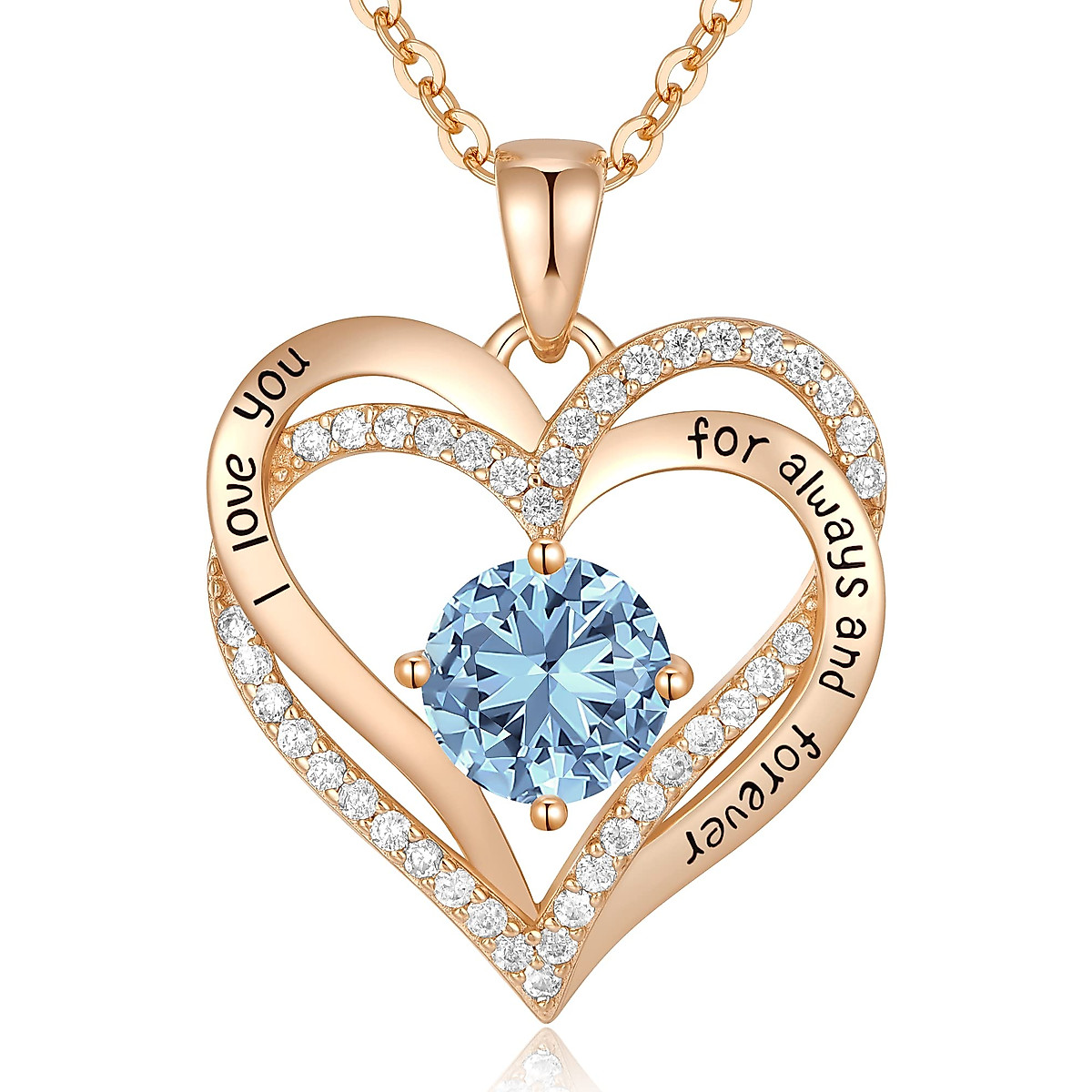 CDE Forever Love Heart Necklaces for Women, Wedding Anniversary, Birthday Gift for Wife, S925 Silver Jewelry with Birthstone Pendant, Ideal Chrismas Valentine's or Mothers Day Gifts for Her