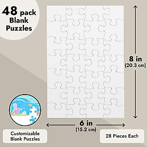 Juvale 48 Sheets Blank Puzzles to Draw On Bulk – 6x8 inch Make Your Own Jigsaw Puzzle for Kids Crafts Projects (28 Pieces Each)