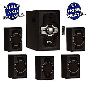 Acoustic Audio by Goldwood AA5240 Home Theater 5.1 Bluetooth Speaker System with USB and SD Inputs, Black