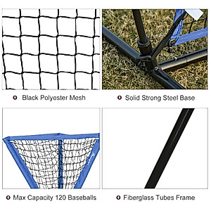 Soozier Baseball Practice Net Set with 7.5x7ft Catcher Net, Ball Caddy and Batting Tee, Portable Baseball Practice Equipment with Carry Bag for Hitting, Pitching, Batting, Catching, Blue