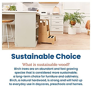 ECR4Kids Reach-Up Step Stool with Handles, Children's Furniture, Natural