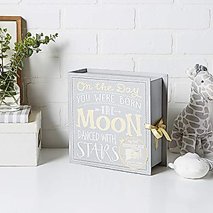 Votum Baby Keepsake Box for Treasured Memories, Moon & Stars - Lightweight, Handcrafted Baby Boxes with 9 Labeled Compartments for First Memories - Gender Neutral Baby Shower Gifts for Girls, Boys