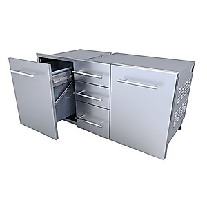 SUNSTONE DE-LPCTD30 Designer Series Raised Style Liquid Propane Combo Triple Drawer, 30", Stainless Steel