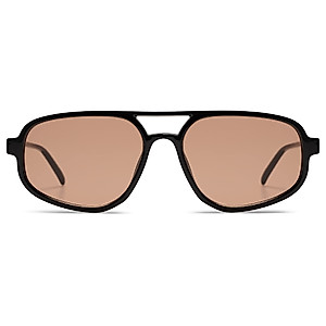 SOJOS Aviator Sunglasses for Women & Men, Retro, Double Bridge, Trendy lightweight, 90s Shades (SJ2247, Black Brown)