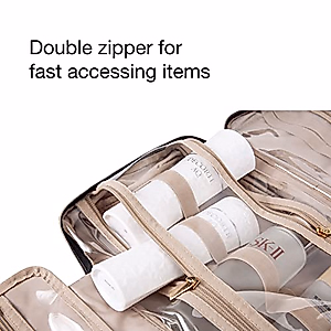 BAGSMART Toiletry Bag Travel Bag with Hanging Hook, Water-resistant Makeup Cosmetic Bag Travel Organizer for Accessories, Shampoo, Full Sized Container, Toiletries (Purple, Large)