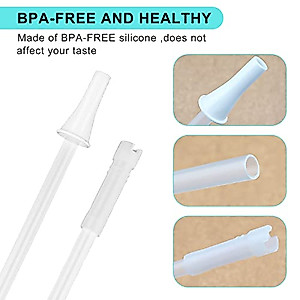 8-pack Replacement Straws for 1/Half Gallon Water Bottle (64 oz/ 128 oz Jug),Reusable Silicone Straw Cut Short to Fit any Big Jug Bottle with Spout Lid/Cap (8 Straws+4 Cleaner Brushes)