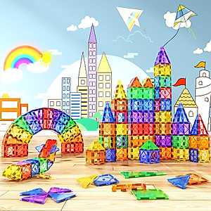 Huge Pack 180PCS Magnetic Tiles Set Magnet Toys with Ferris Wheel and Cars - Magnetic Blocks STEM Learning Building Construction Toddler Kids Toys for 3+ Year Old Boys and Girls