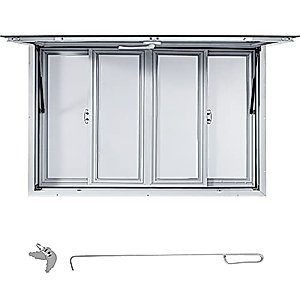 VEVOR Concession Window 60 x 36 inch, Aluminum Alloy Food Truck Service Window with 4 Horizontal Sliding Screen Windows & Awning Door & Drag Hook, Serving Window for Food Trucks Concession Trailers
