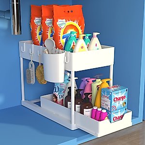 Nanzaold Under Sink Organizers and Storage, Cabinet Organizer Shelf for Bathroom,Kitchen Organization and Storage (White)