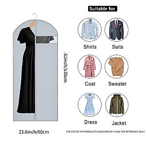 GUOER Garment Bags Set of 2, 50'' Garment Bags for Hanging Clothes, Zipper Suit Bags for Travel with Clear Window, PEVA Dress Bags for Gowns Dust Cover (23.6'' X 51'')