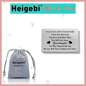 Heigebi Granddaughter Gifts from Grandma and Grandpa To My Granddaughter Gift Cards for Granddaughter Great Granddaughter Birthday Card Laser Wallet Card Love Note Insert Card Gift for Granddaughter