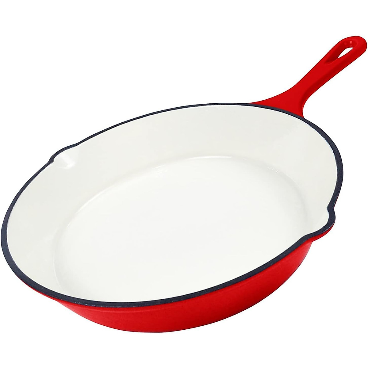 Healthy Choices 8" Small Enameled Cast Iron Skillet & 1 Qt Enameled Cast Iron Saucepan with Lid, Red Enameled Set, Heavy Duty, Indoor and Outdoor Use, Dishwasher Safe, Bake, All Cooktops upto 500°F