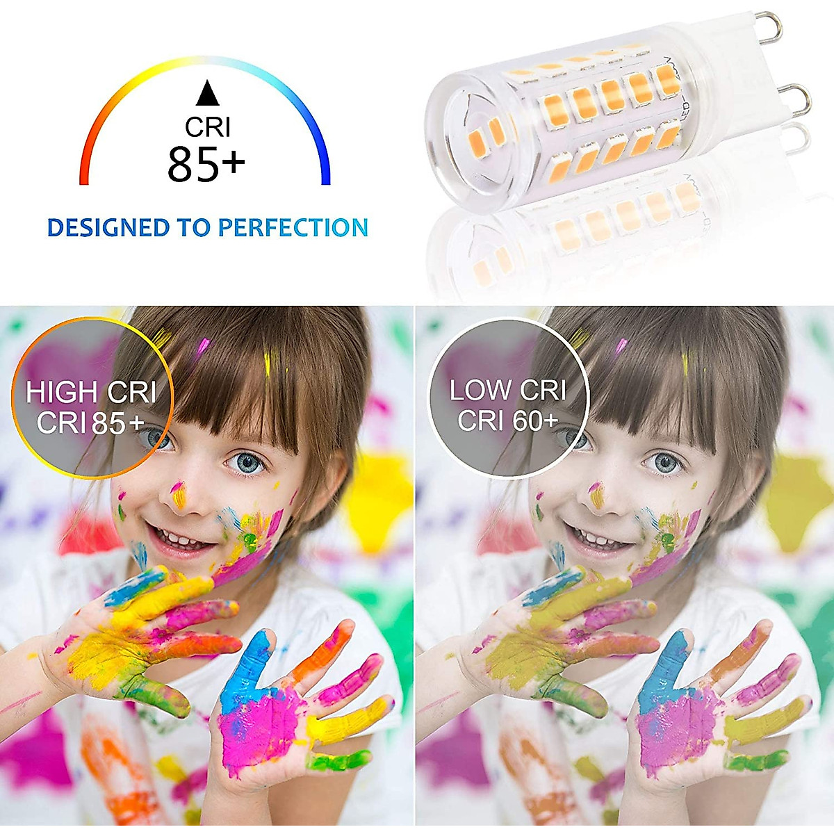 GOLSPARK G9 Led Bulbs, 4W Chandelier Light Bulbs (40W Halogen Equivalent),3000K Soft White, G9 Bi Pin Base,Non-dimmable,360 Degrees Beam Angle,400LM,Pack of 6