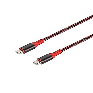 Monoprice Stealth Charge and Sync USB 2.0 Type-C to Type-C Cable - 10 Feet - Red | Up to 5A/100W, for USB-C Enabled Devices Laptops MacBook Pro