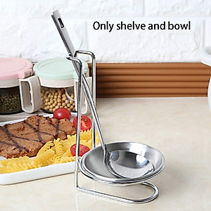 Euro Standing Spoon Rest,Upright Utensil Holder, Spoon Rest Holder, with Removable Bottom for Countertop Cooking Utensil & Tong Organization, Silver