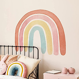 CozyDecor Large Rainbow Wall Decals for Girls Bedroom Kids Room Decor, Big Peel and Stick Wallpaper Rainbow Wall Stickers Mural for Nursery Decorations (27.56 inch W X 22.44 inch H)