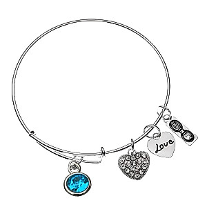 Infinity Collection March Birthstone Bracelet, Birthstone Jewelry, March Birthstone Jewelry, Birthstone Bangle Bracelet, Birthday Gifts For Women