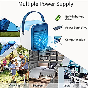 Portable Air Conditioner, Portable Evaporative Cooler, Suitable for Bedside, Office, tent, baby's room and Study Room, misting design, Quick & Easy Way to Cool personal Space, As Seen On TV, Cordless&Rechargeable