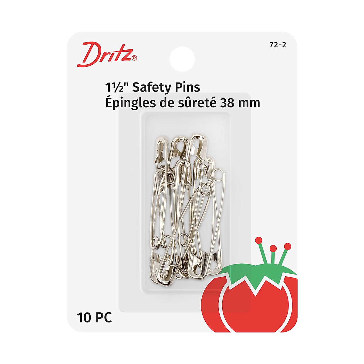 Dritz 72-2 Safety Pins, Size 2 (10-Count)